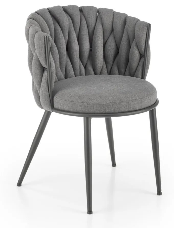 Designové jídelní křeslo MANDY — kov, látka, černá / šedá