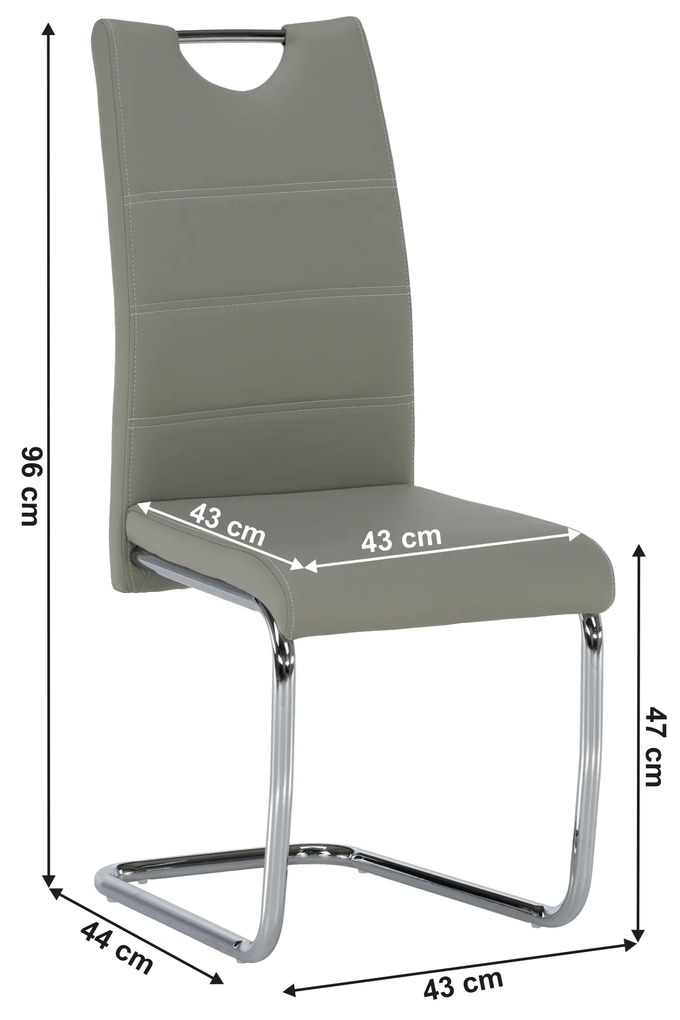 Jídelní židle ABIRA NEW ekokůže světle šedá, kov chrom