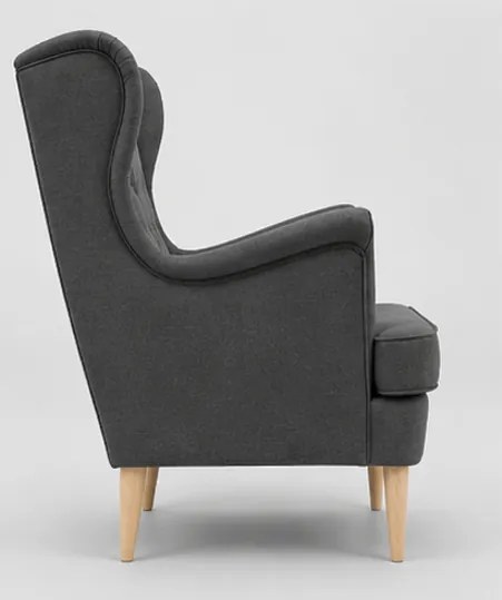 relaxační křeslo, ušák, dřevo/kov/textil, 102x80x66 cm, nohy světlé/šedá, Dekorino ORION