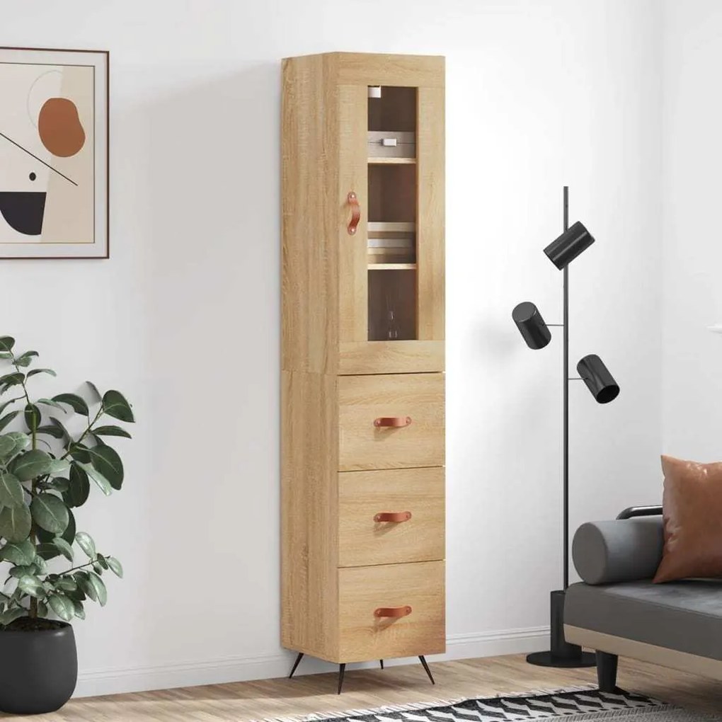 vidaXL Skříň highboard 34,5 x 34 x 180 cm kompozitní dřevo [3199211] Barva: šedá sonoma