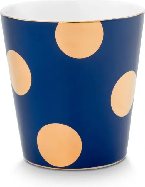 Pip Studio Dot Delight Navy-Gold hrnek bez ucha s odkládacím táckem 270ml, modro-zlatý (hrnek bez ucha z tenkostěnného porcelánu v dárkové krabičce)