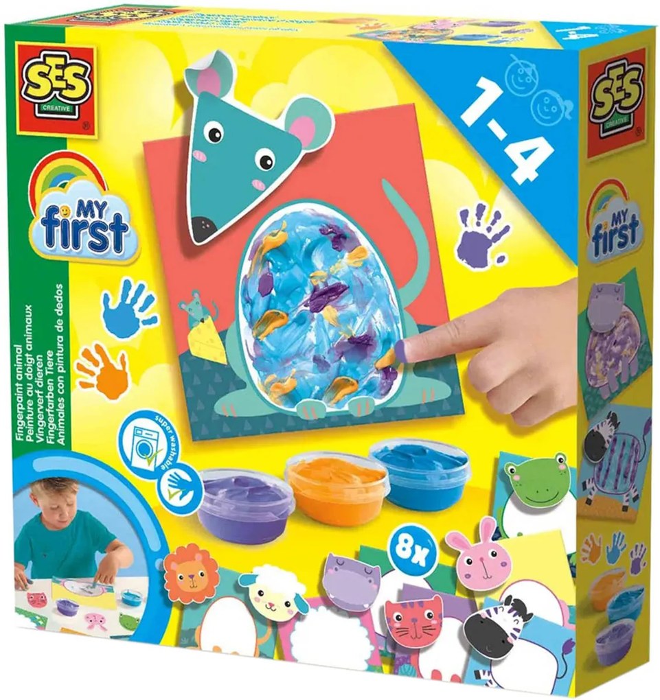 SES CREATIVE Prstové barvy baby kreativní set dobarvování zvířátek 14444
