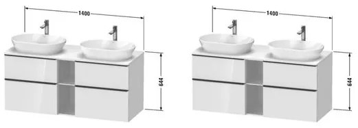 Duravit D-Neo Skříňka pod 2 umyvadlové mísy 140 cm, vysoce lesklá bílá DE4970B2222