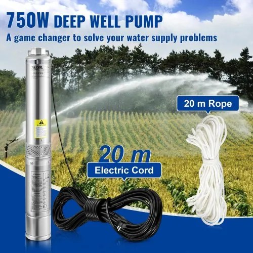 Ponorné čerpadlo do hlubokých studní, 750 W 230 V/50 Hz, 100 l/min 66 m