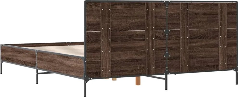 Rám postele hnědý dub 140 x 200 cm kompozitní dřevo a kov 3280001