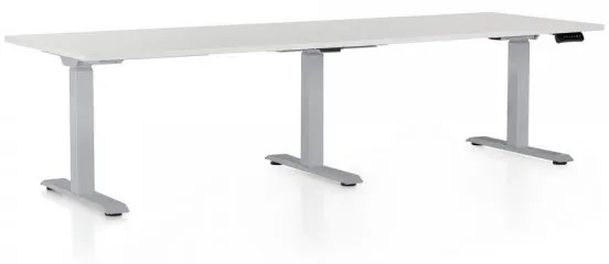 Výškově nastavitelný stůl OfficeTech Long, 240 x 80 cm, šedá podnož