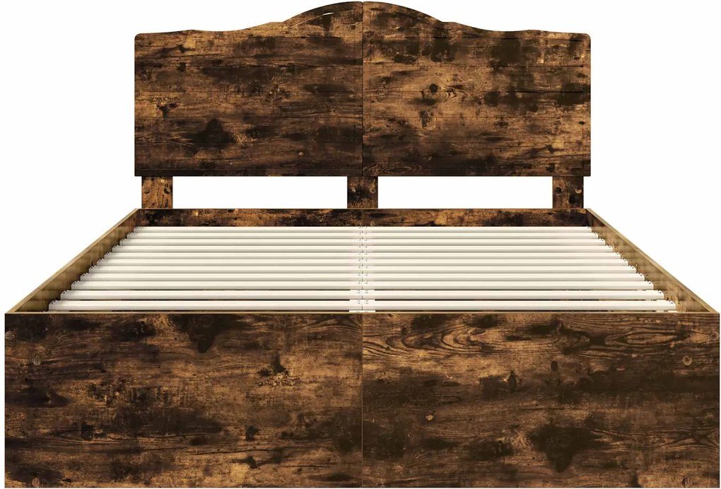 Rám postele Kouřový dub 140 x 190 cm Masivní borové dřevo 3413312