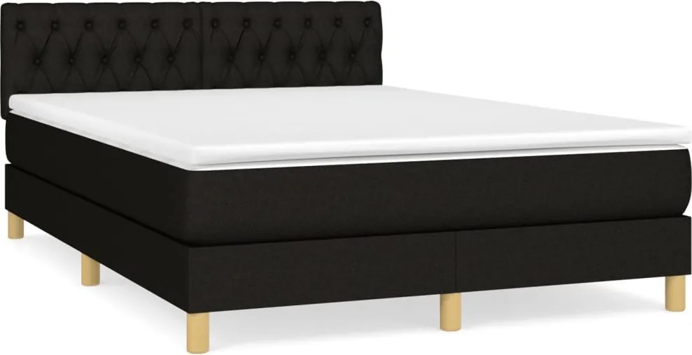 Box spring postel s matrací černá 140x200 cm textil 3140859