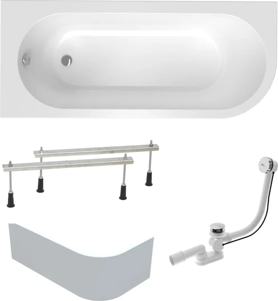 Asymetrická vana Laguna Rajka 170x72,5 cm akrylát levá SIKOVRAJ170LANP