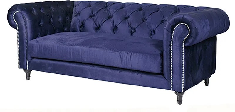 ARTELORE Sametové sofa CAPITONÉ tmavě modré 205 x 95 x 74