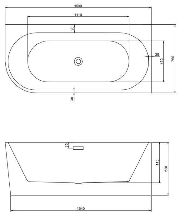 BPS-koupelny Volně stojící rohová akrylátová vana HYD-MER509C pravá 160x75 bílá, odtokový komplet bílý lesklý