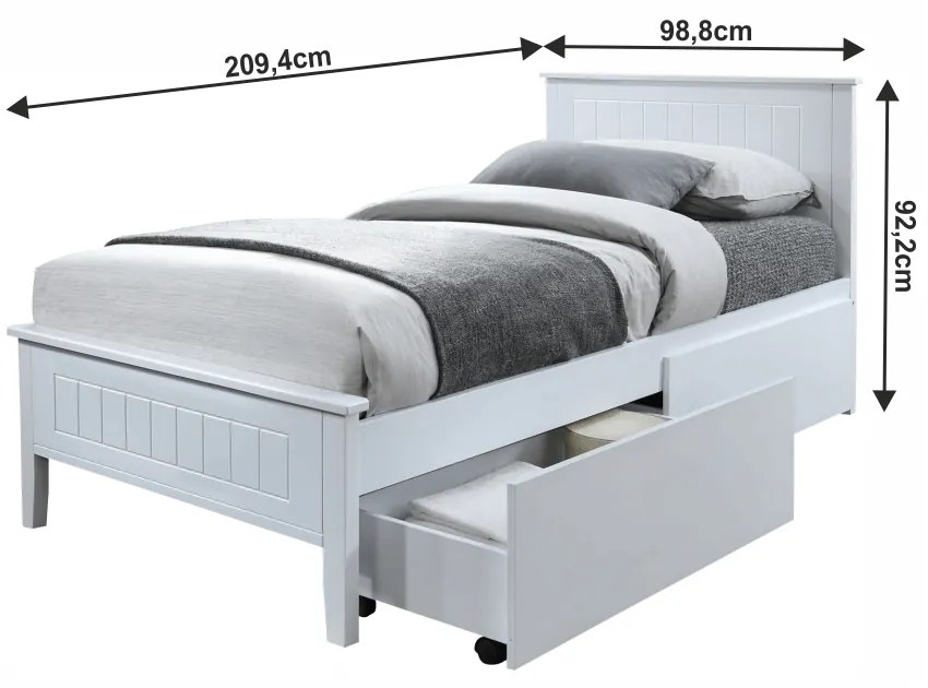 Kondela Postel, bílá, 90x200, MIDEA