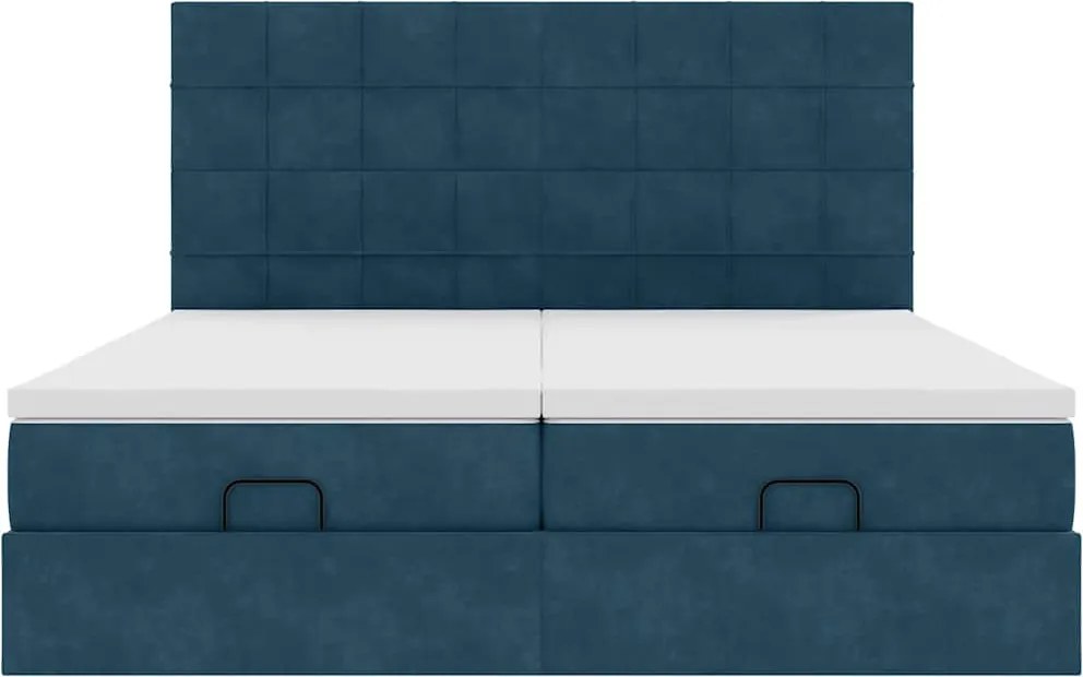 Osmanský rám postele s matracíes tmavě modrá 160x200cm samet 3313770