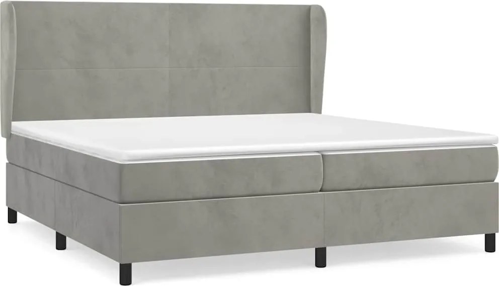 Box spring postel s matrací světle šedá 200x200 cm samet 3129111