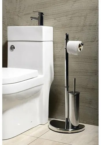 GEDY HI32 Hibiscus stojan s držákem na toaletní papír a WC štětkou, stříbrná