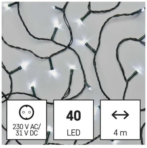 Vánoční osvětlení EMOS D4AC21 40LED řetěz 4m studená bílá programy s časovačem