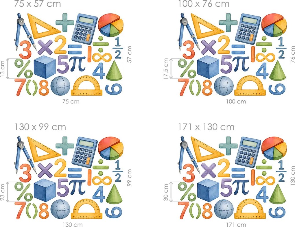 Škola matematika nálepky na zeď do učebny arch 130 x 99 cm