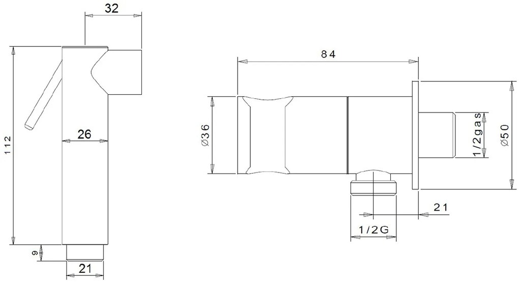 Sapho, Nástěnný ventil s ruční bidetovou sprškou a bezpečnostní pojistkou, kulatý, chrom, SG107