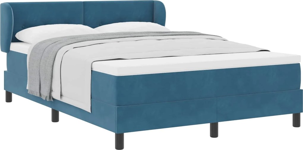 Postel s boxspringem s čelo Tmavě moddrá 160 x 200 cm samet 3340398