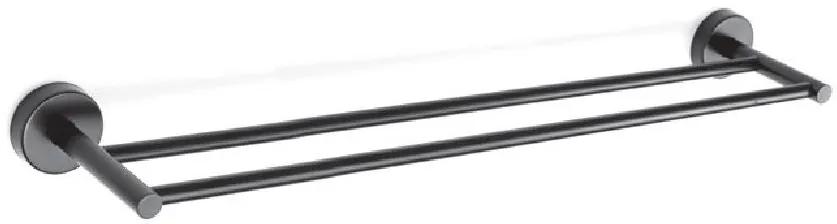 Sanela Nerezové doplňky - Dvojitý držák ručníků, délka 600 mm, matná černá SLZD 11N