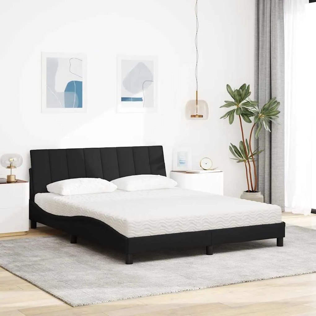 Postel s matrací Hanko černá 160 x 200 cm textil 3310540