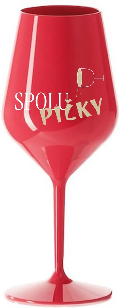SPOLUPIČKY - červená nerozbitná sklenice na víno 470 ml