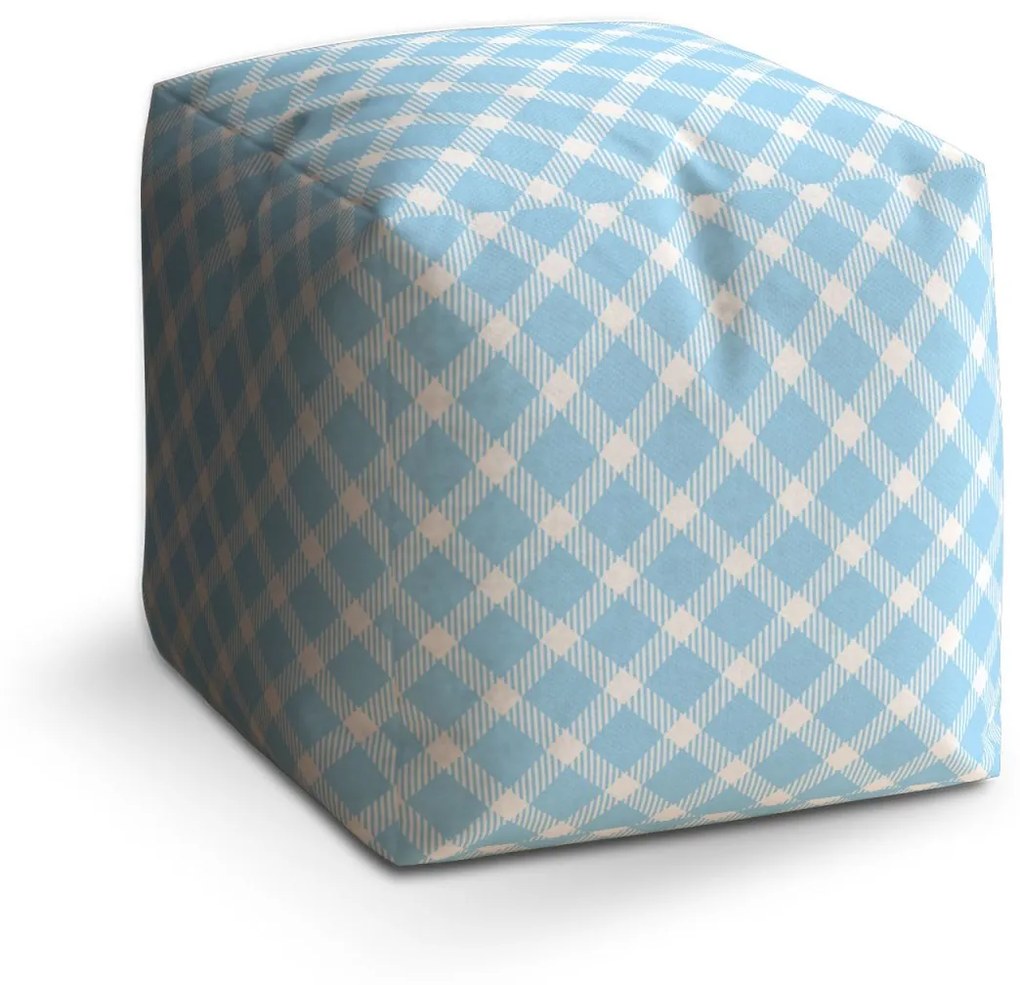 Sablio Taburet Cube Modrobílé čtverce: 40x40x40 cm