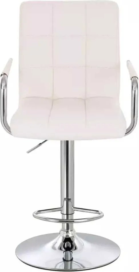 LuxuryForm DESIGN Barová židle VERONA na stříbrné kulaté podstavě - bílá