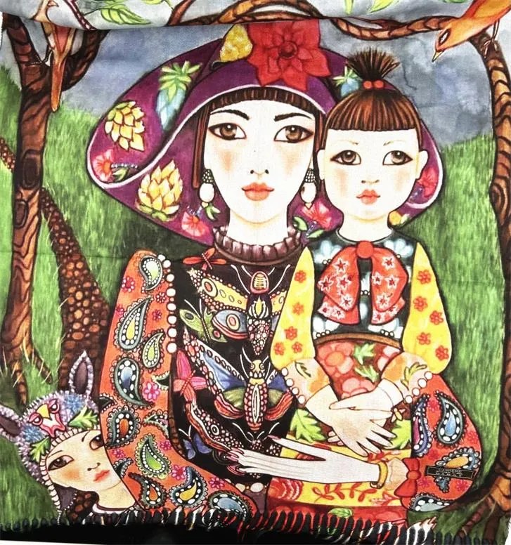 Bavlissimo Šála 180 x 70 cm s obrazem matka s dcerou