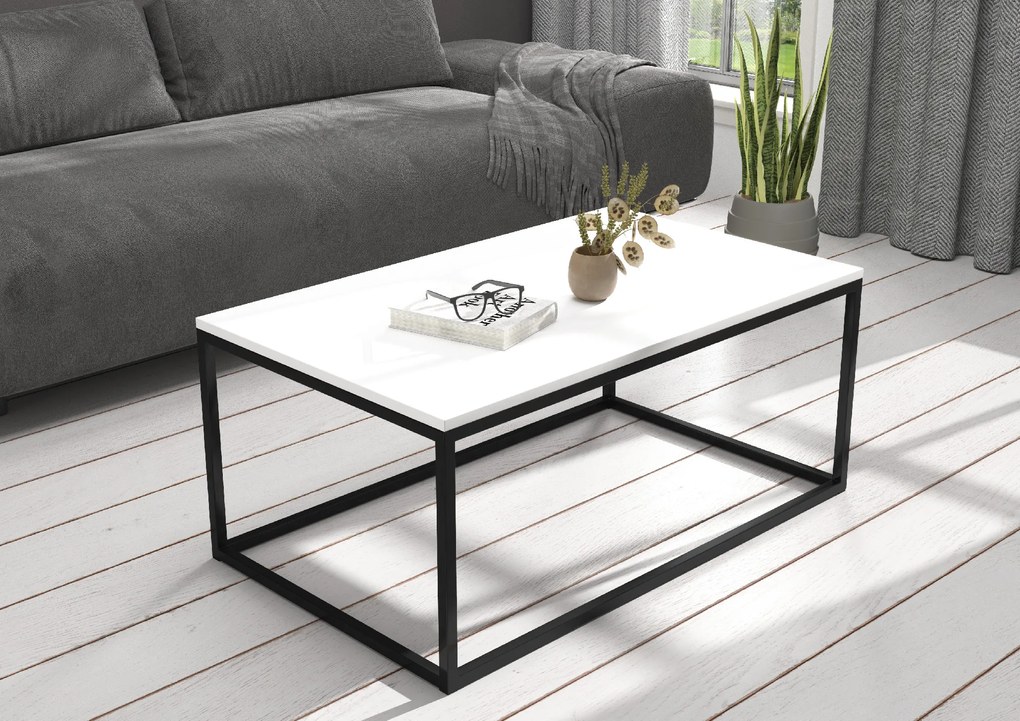ADRK Furniture Konferenční stolek NARISA 100x60 CT-NAR-B-W