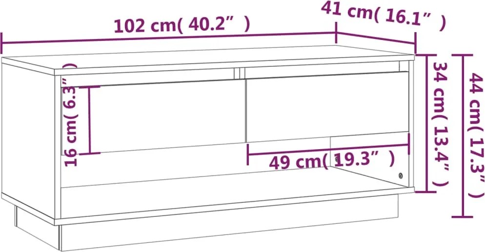 vidaXL TV skříňka 102 x 41 x 44 cm kompozitní dřevo [809488] Barva: Betonová šedá