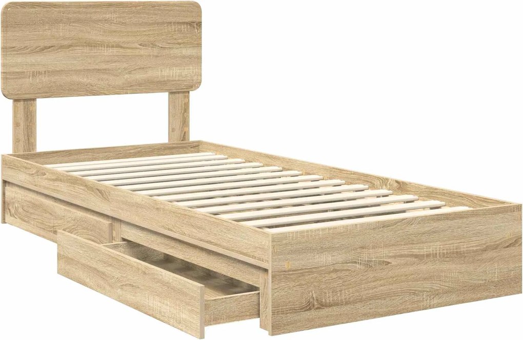 Postel s úložným prostorem se zásuvkou Sonoma dub 100 x 200 cm 3412306