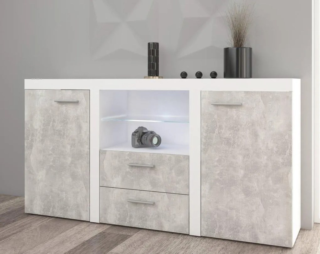 FALCO Komoda Rizo 2D2S bílá/beton