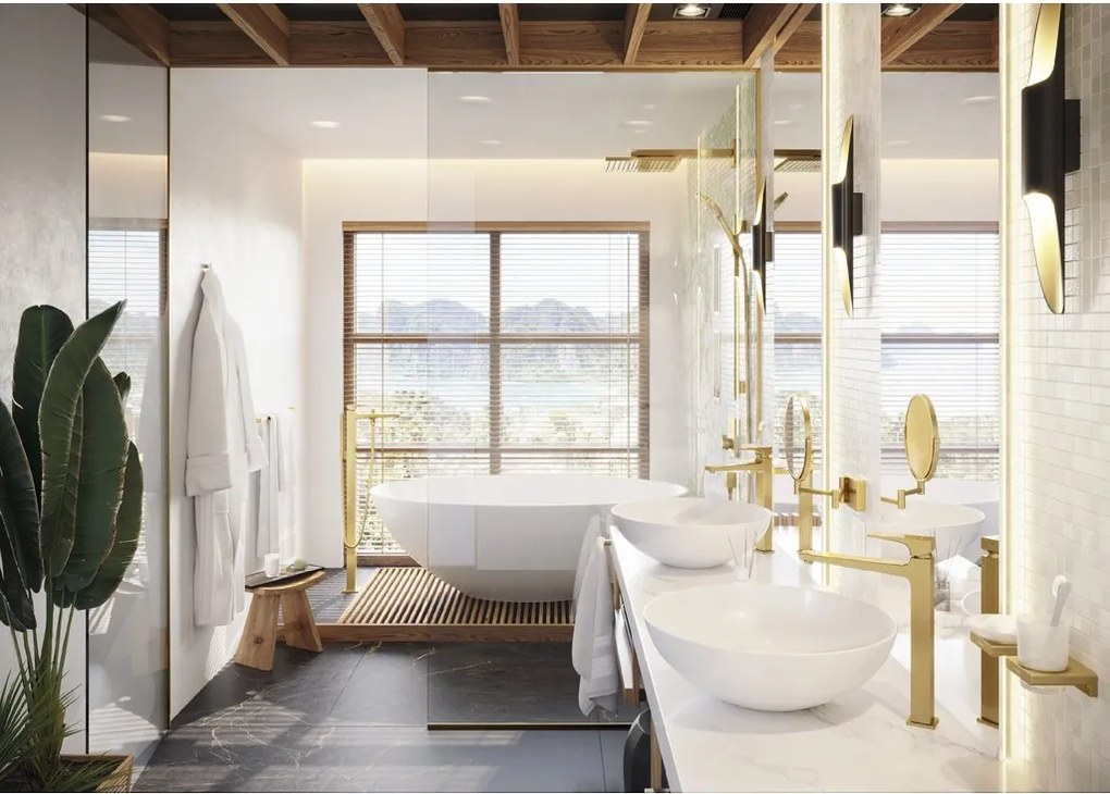 Hansgrohe AddStoris, kosmetické zrcadlo Ø 188 mm, leštěný vzhled zlata, HAN-41791990