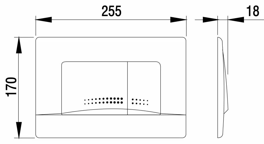 Mereo Quatro ovládací tlačítko 255x170x18 mm pro dvojite splachování plast matný chrom MM21