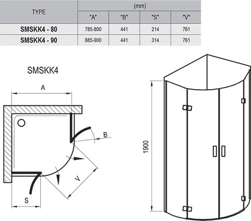 Ravak SmartLine SMSKK4 90 x 90 cm 3S277A00Y1 sprchový kout Koupelny Bernold