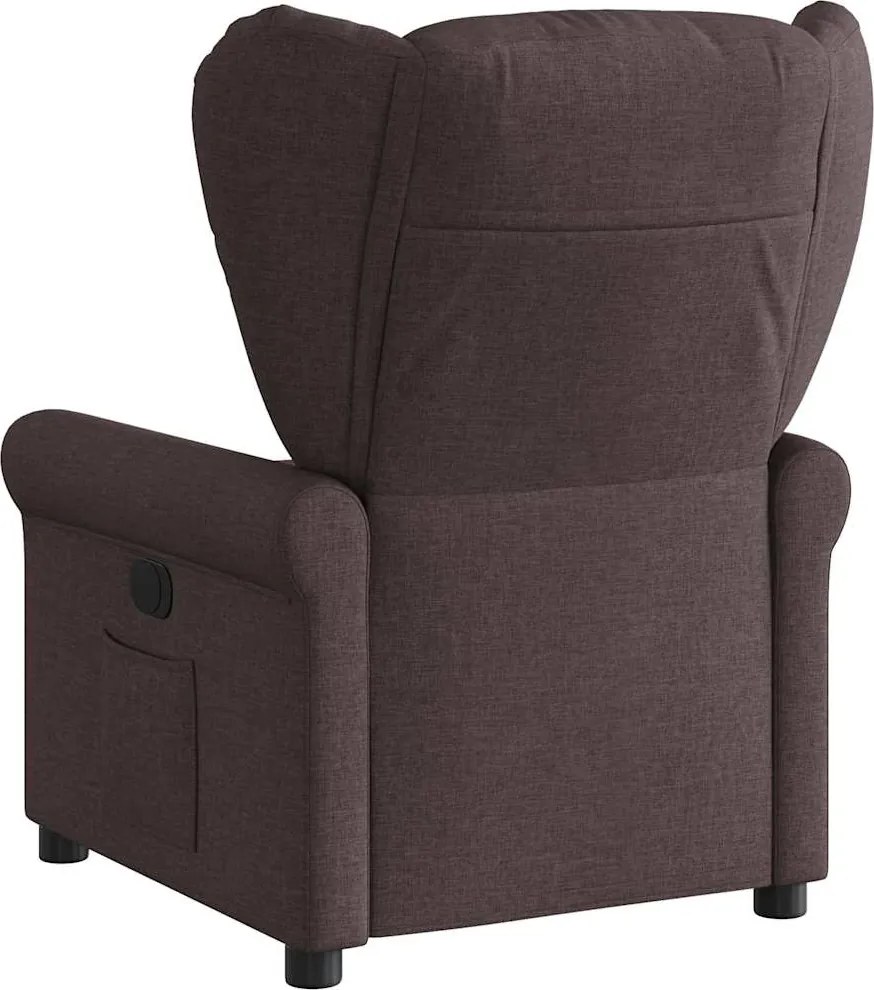 Elektrické polohovací křeslo tmavě hnědé textil 3303359