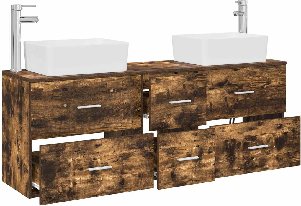 Sada koupelnových skříněk 3 ks Kouřový dub 53 x 34,5 x 63 cm 3405863