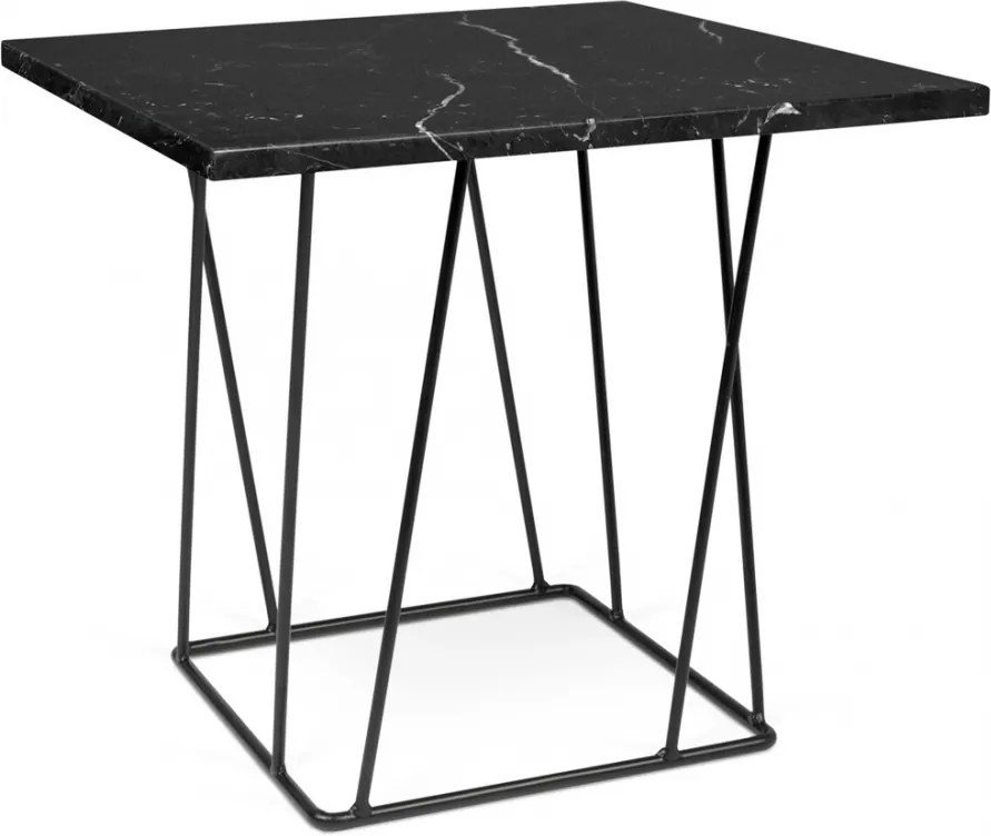 Odkládací stolek Rofus, černá podnož, černý mramor