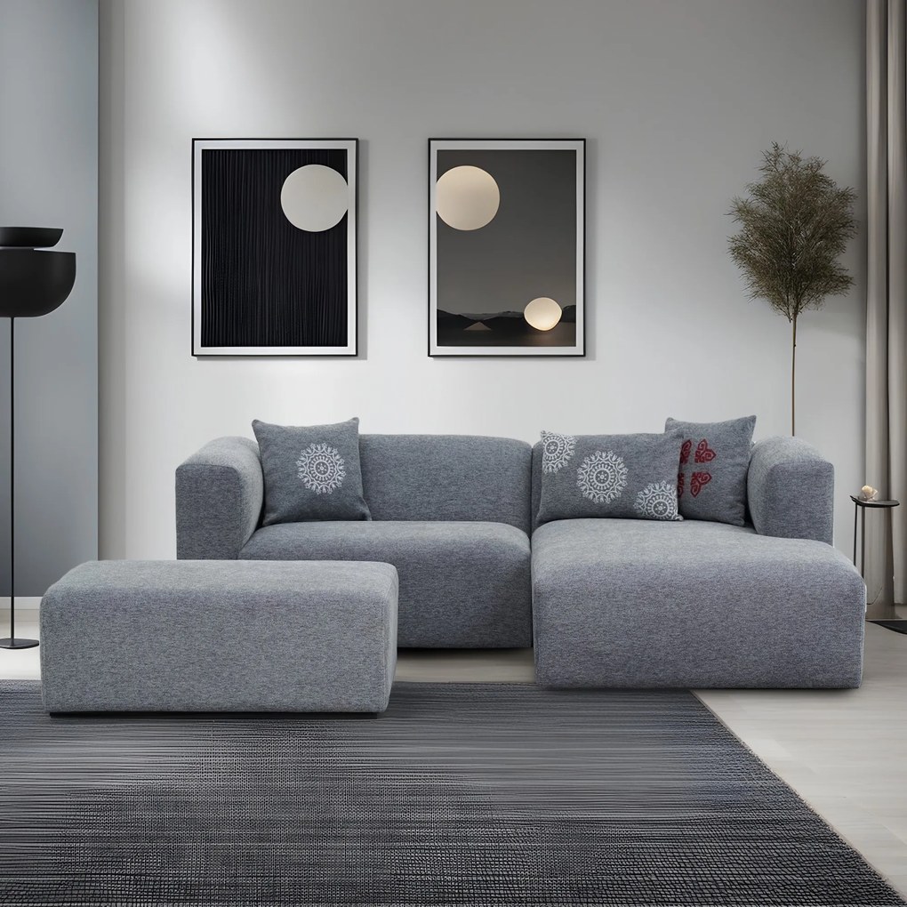 Hanah Home Hanah Home Rohová pohovka LINDEN MINI pravá šedá