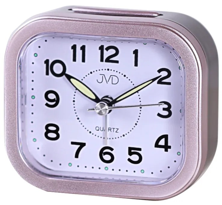 JVD Levný analogový ručkový růžový budík JVD SRP8006.2 s osvětlením