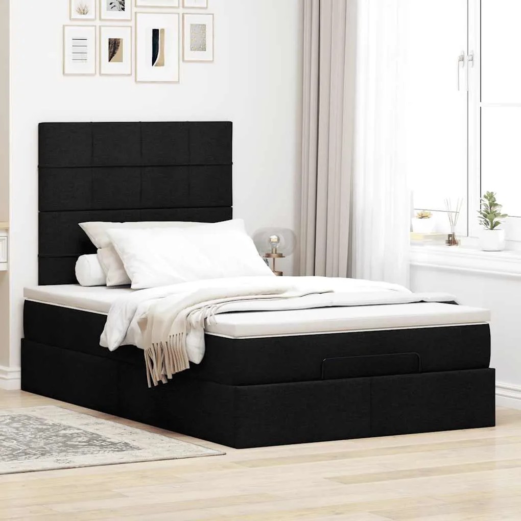Osmanský rám postele s matrací černá 120x190 cm textil 3313991
