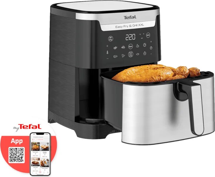 Horkovzdušná fritéza Tefal Easy Fry & Grill XXL 2v1 EY801D15 Nerezová