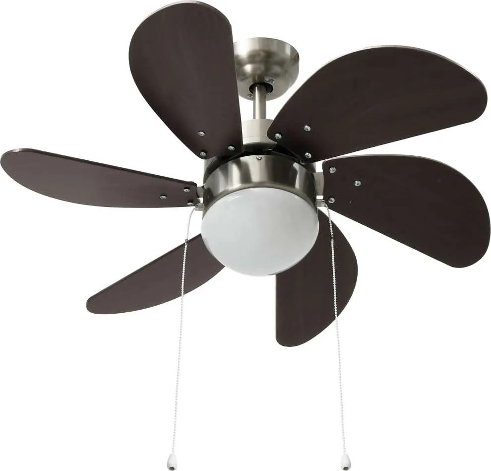 vidaXL Stropní ventilátor se světlem 76 cm světle hnědý [51489] Barva: tmavě hnědá