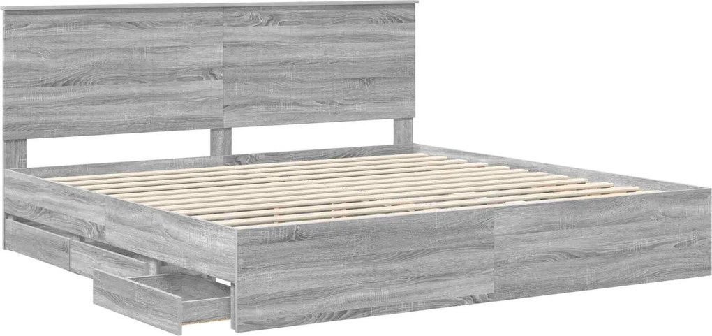Rám postele s čelo Šedá Sonoma 200 x 200 cm Inženýrské dřevo 3411087