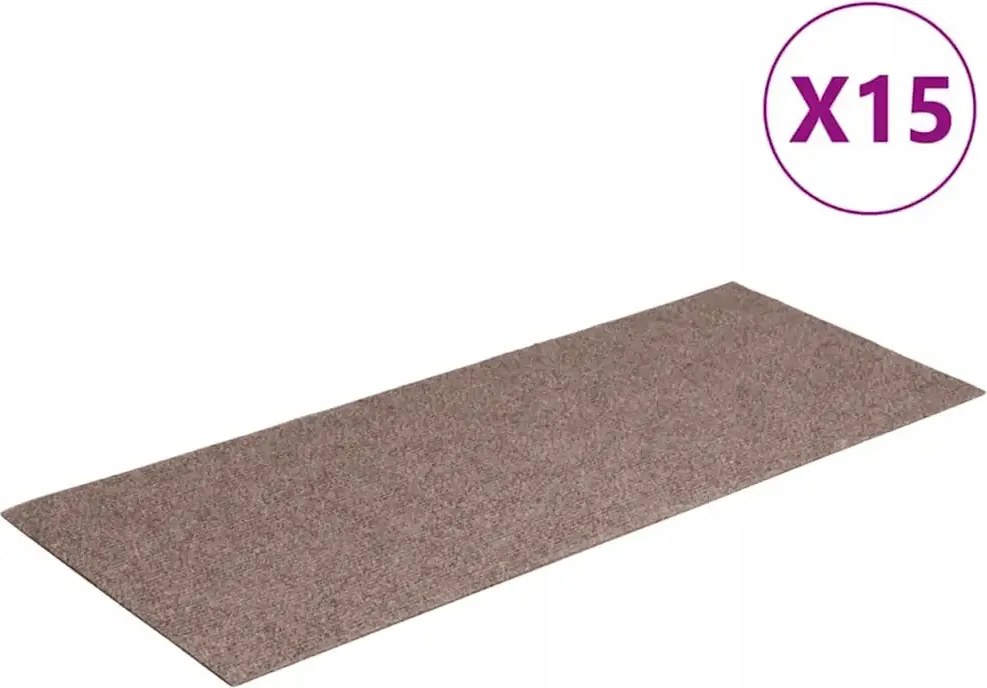 vidaXL Samolepící rohože na schody 15 ks 60x25 cm Světle hnědé obdélníkové