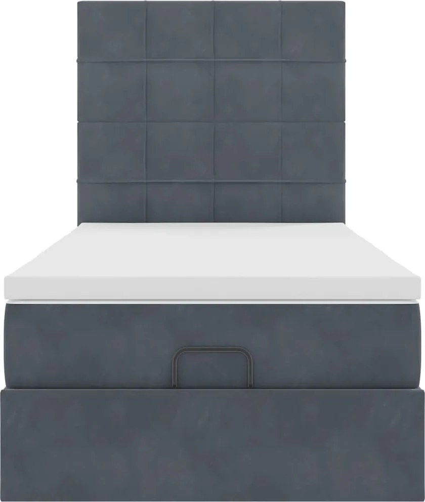 Osmanský rám postele s matracemi tmavě šedá 90x200cm samet 3313446
