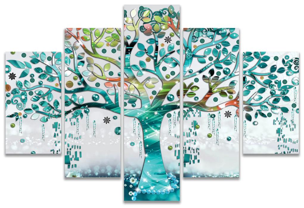 Malvis ® Obrazy tyrkysový strom Velikost: pětidílné schody - 200x100 cm