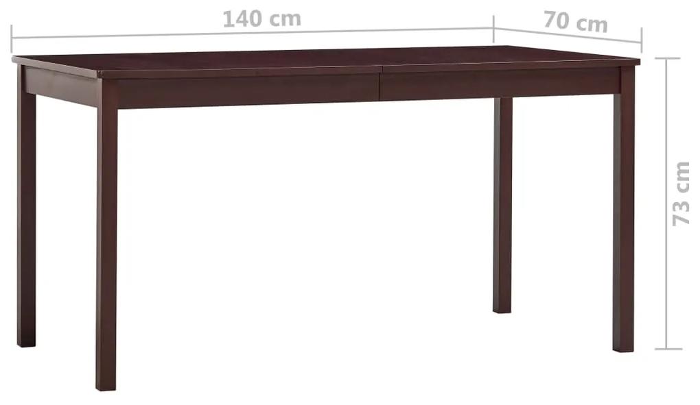 vidaXL Jídelní stůl tmavě hnědý 140 x 70 x 73 cm borové dřevo