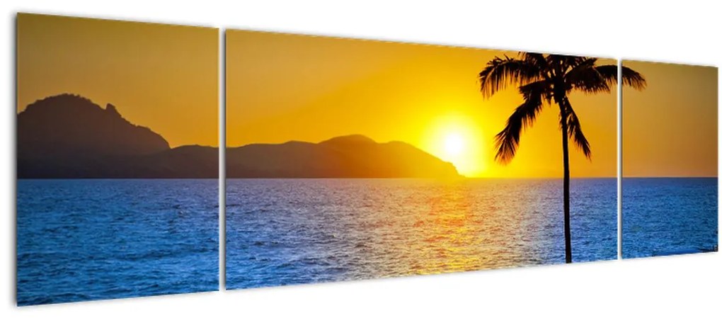 Obraz - Západ slunce nad mořem (170x50 cm)